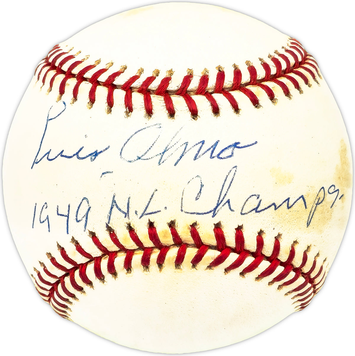 Luis Olmo Autographed Official NL Baseball Brooklyn Dodgers "1949 NL C ...