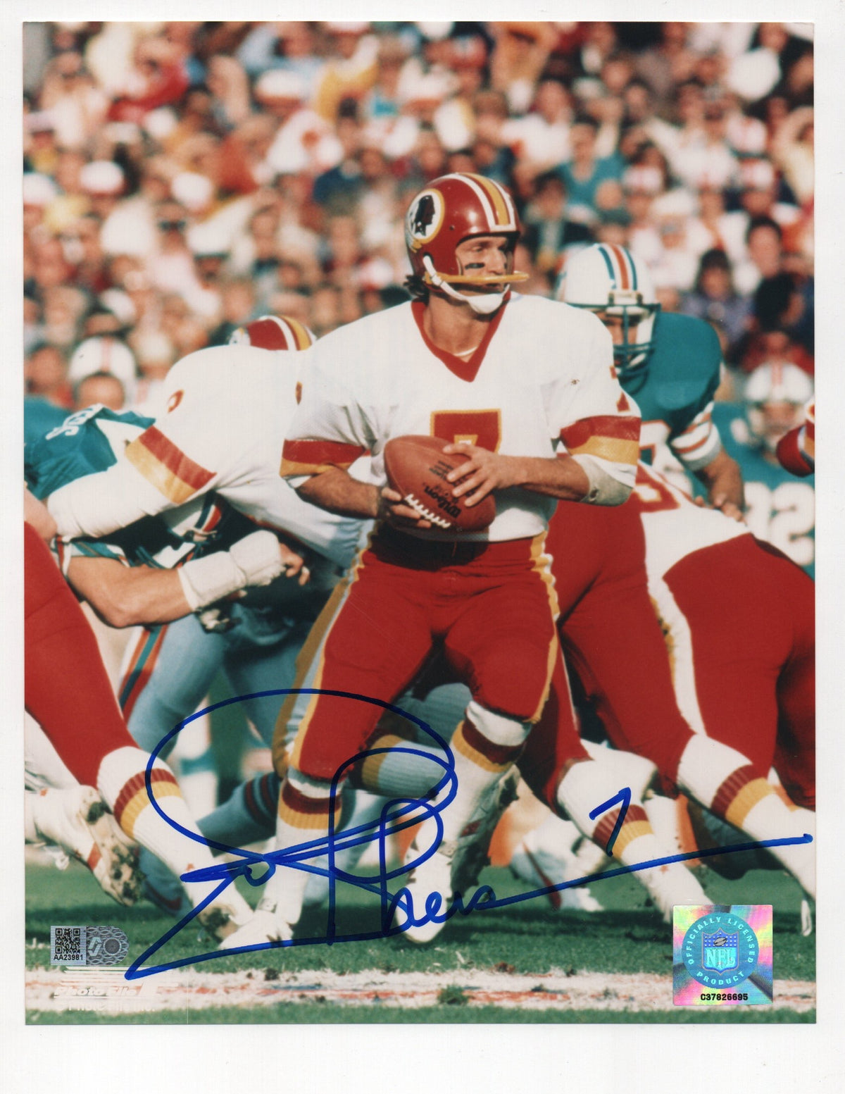 Joe Theismann Signed 8x10 Photo (AIV AA23981) — RSA