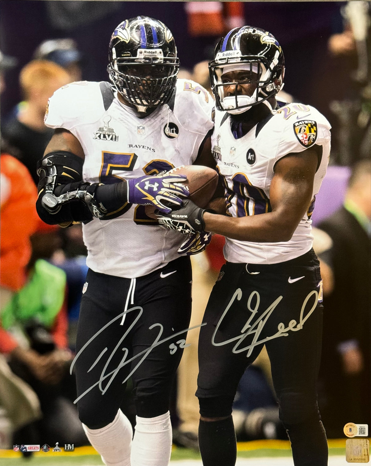 Ray Lewis & Ed Reed Signed Dual Signature Baltimore Ravens 16x20 Photo ...