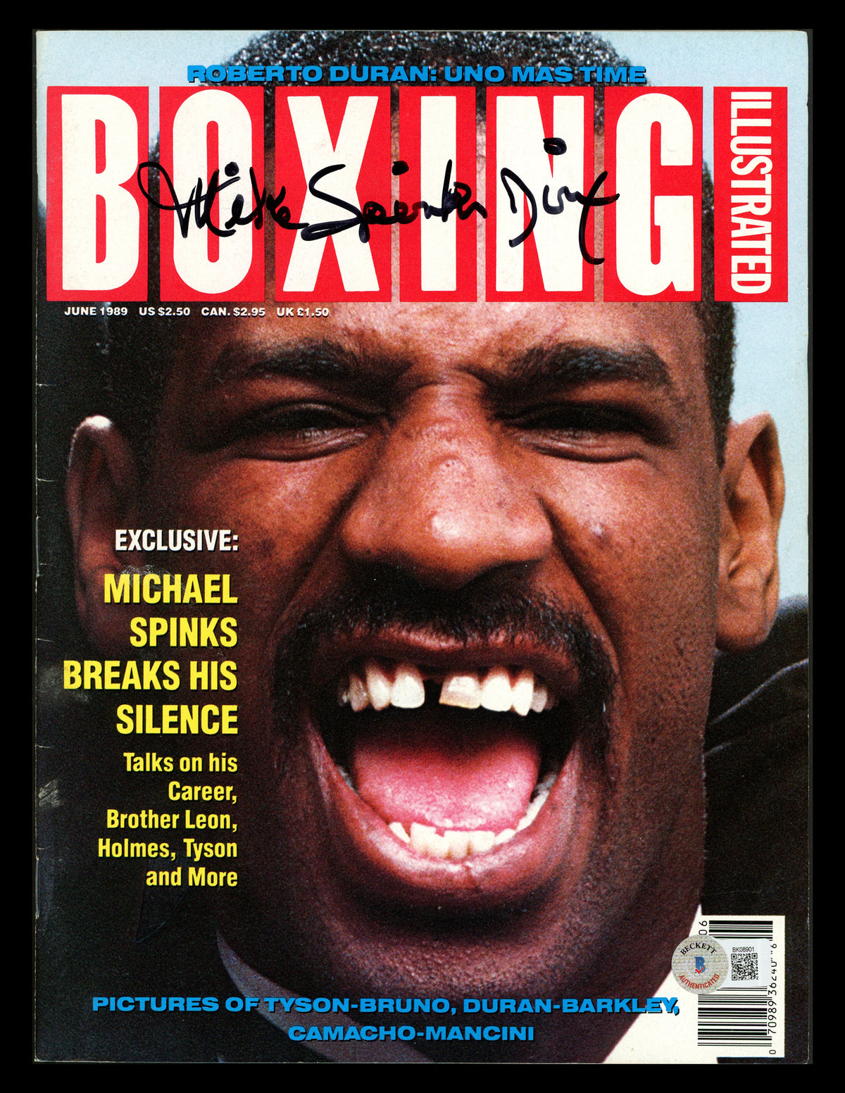 Michael Spinks "Jinx" Autographed Boxing Illustrated Magazine Beckett — RSA