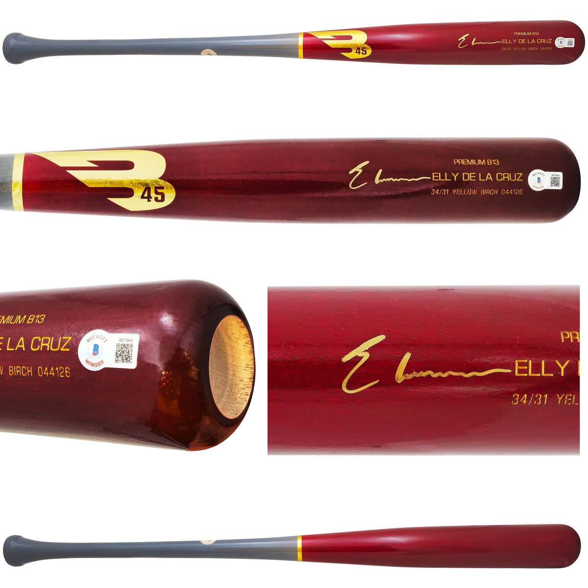 Elly De La Cruz Autographed Red B45 Player Model Baseball Bat Cincinna ...