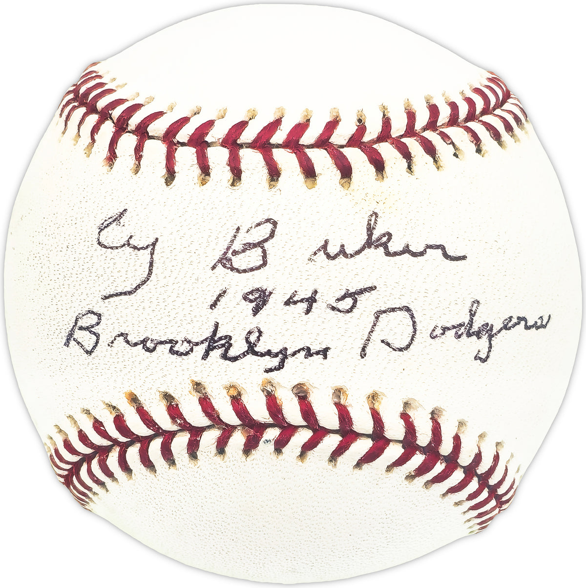 Cy Buker Autographed Official MLB Baseball Brooklyn Dodgers "1945 Broo ...