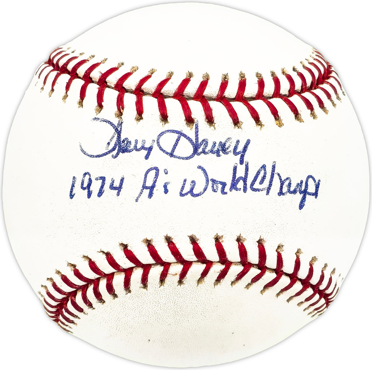 Larry Haney Autographed Official MLB Baseball Oakland A's "1974 A's Wo ...