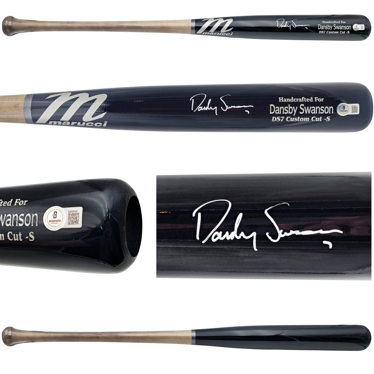 Dansby Swanson Autographed Blue Marucci Player Model Baseball Bat Chic ...