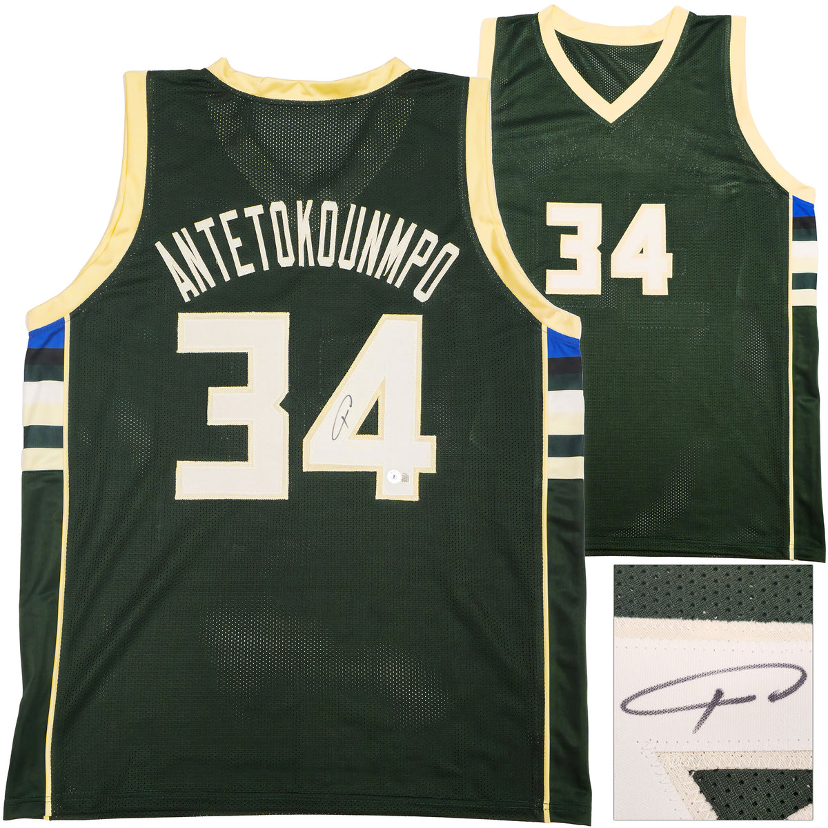 Milwaukee Bucks Giannis Antetokounmpo Autographed Green Jersey Beckett ...