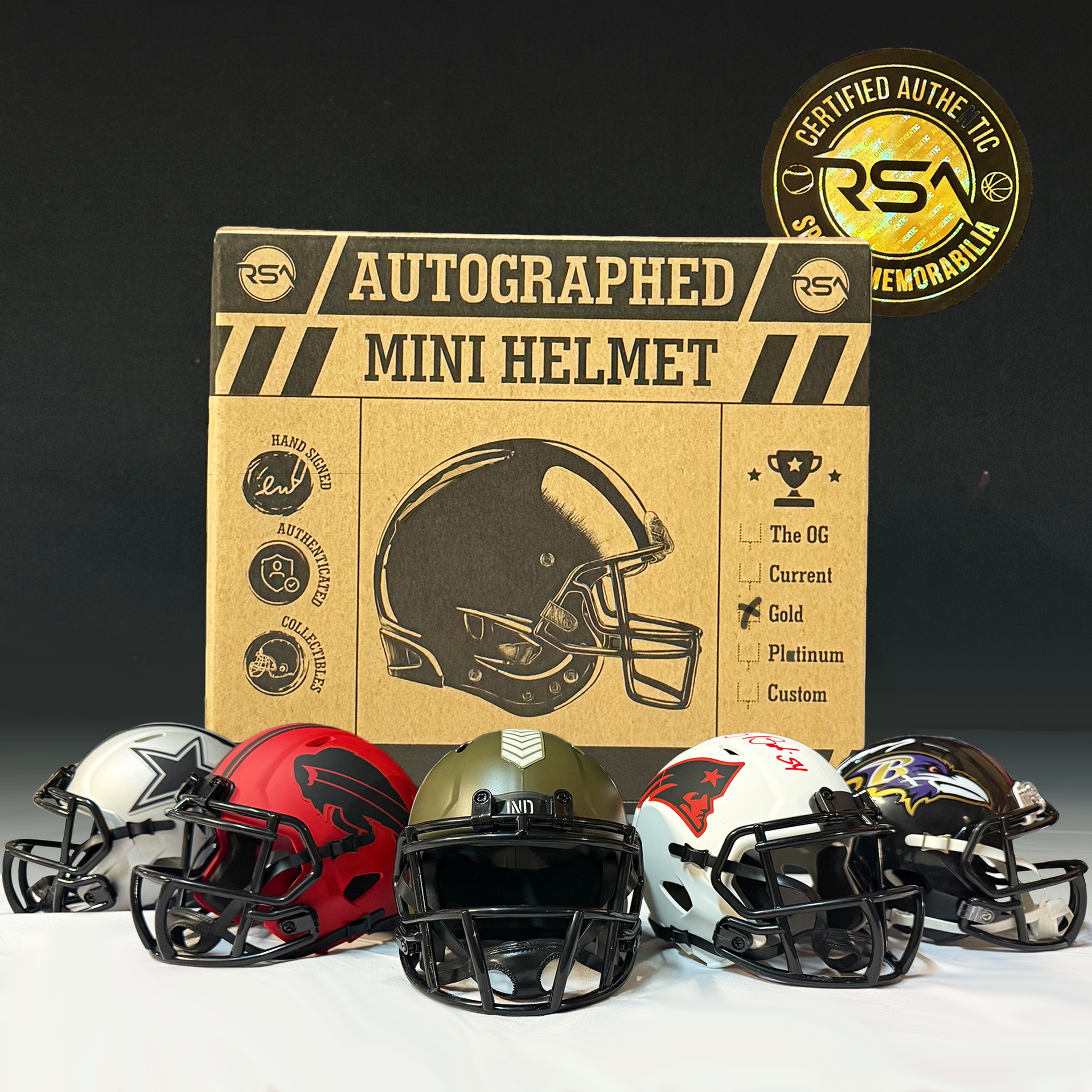 Signed Mini Helmet Gold Mystery Box Football Memorabilia Rsa