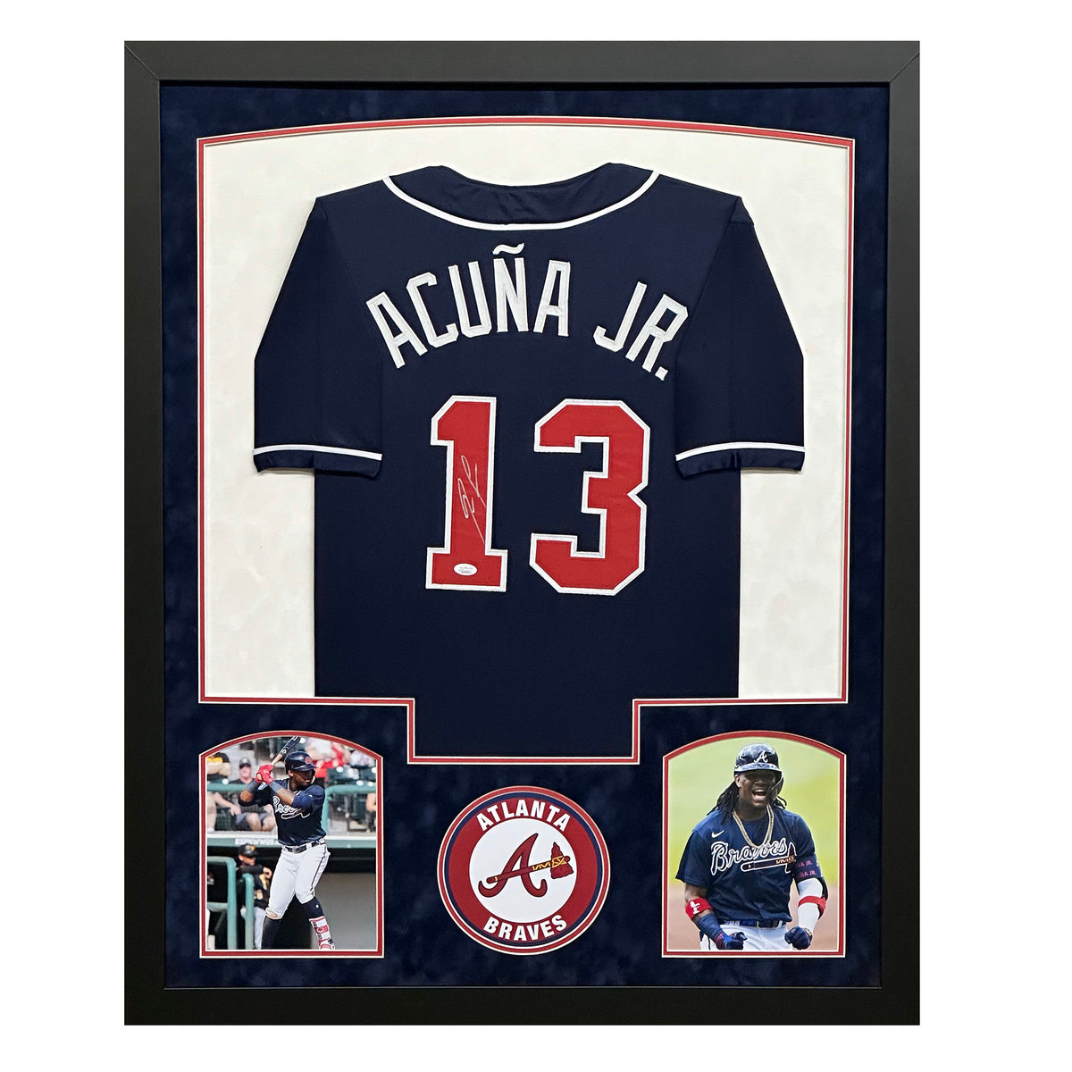 Ronald Acuna Jr Signed Atlanta Blue Custom Suede Matte Framed Baseball ...