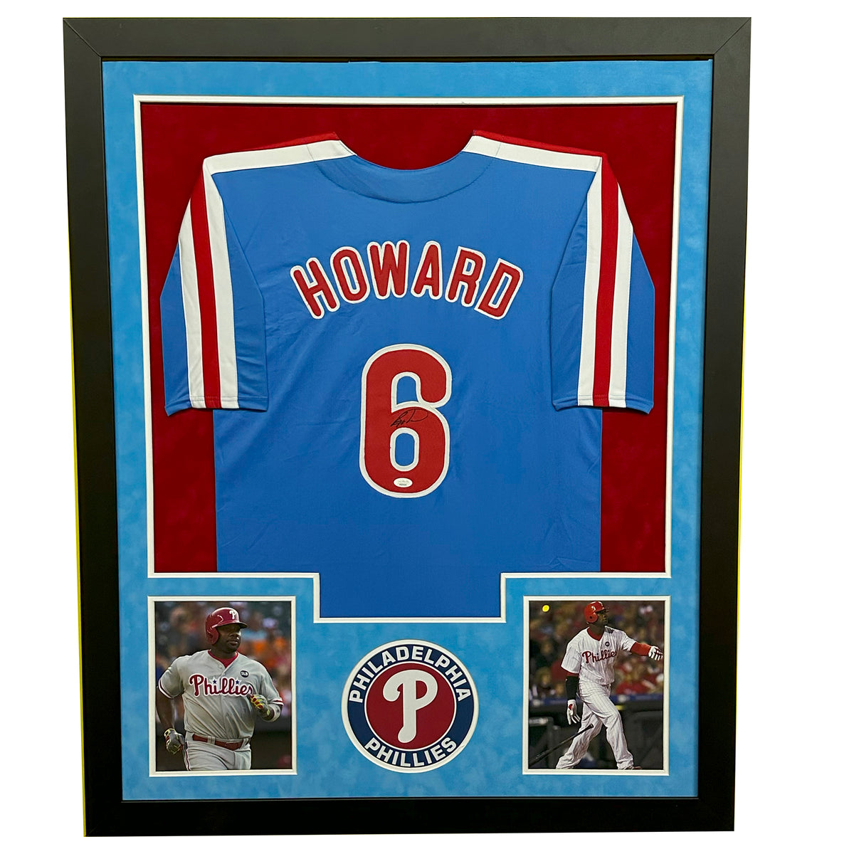Ryan Howard Signed Philadelphia Blue Custom Double-Suede Framed baseba ...