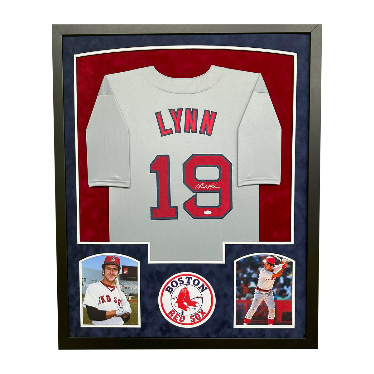 Fred Lynn Signed Boston Gray Custom Suede Matte Framed Baseball Jersey ...