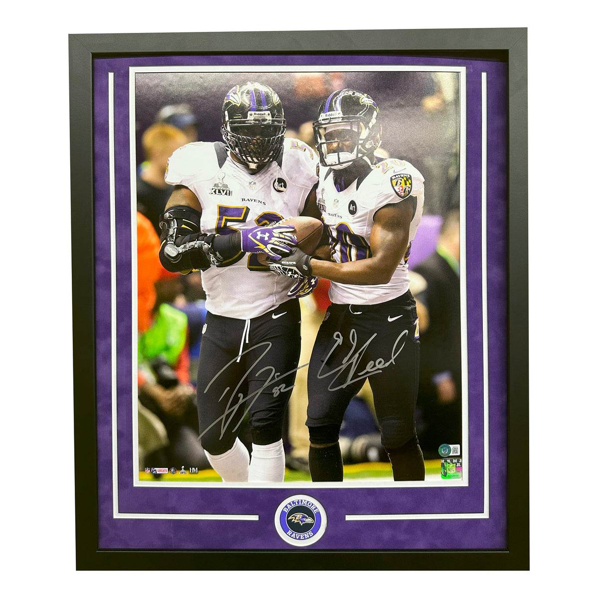 Ray Lewis and Ed Reed Hand Signed & Framed 16x20 Football Photo — RSA