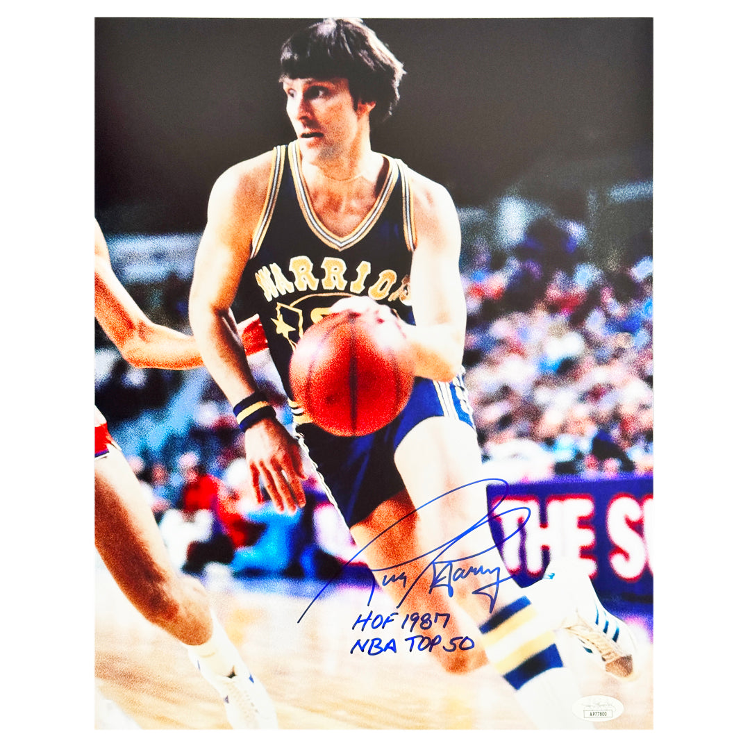 Rick Barry Signed HOF 1987 NBA Top 50 Inscription Pose 4 Basketball 11 ...