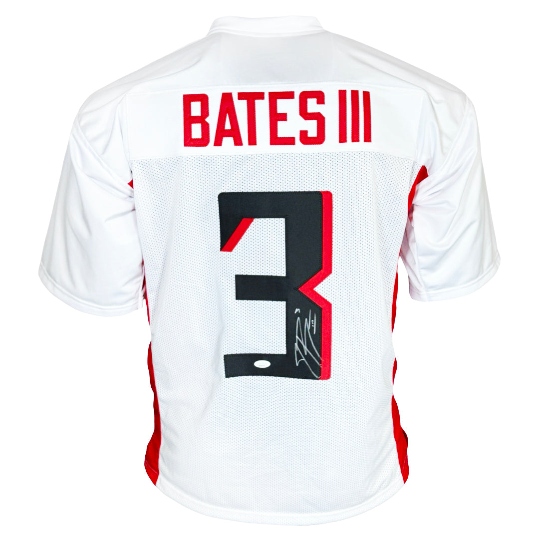 Jessie Bates III Signed Atlanta White Football Jersey (JSA) — RSA