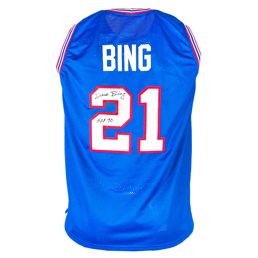 David Bing Signed HOF 1990 Inscription Detroit Blue Basketball Jersey — RSA