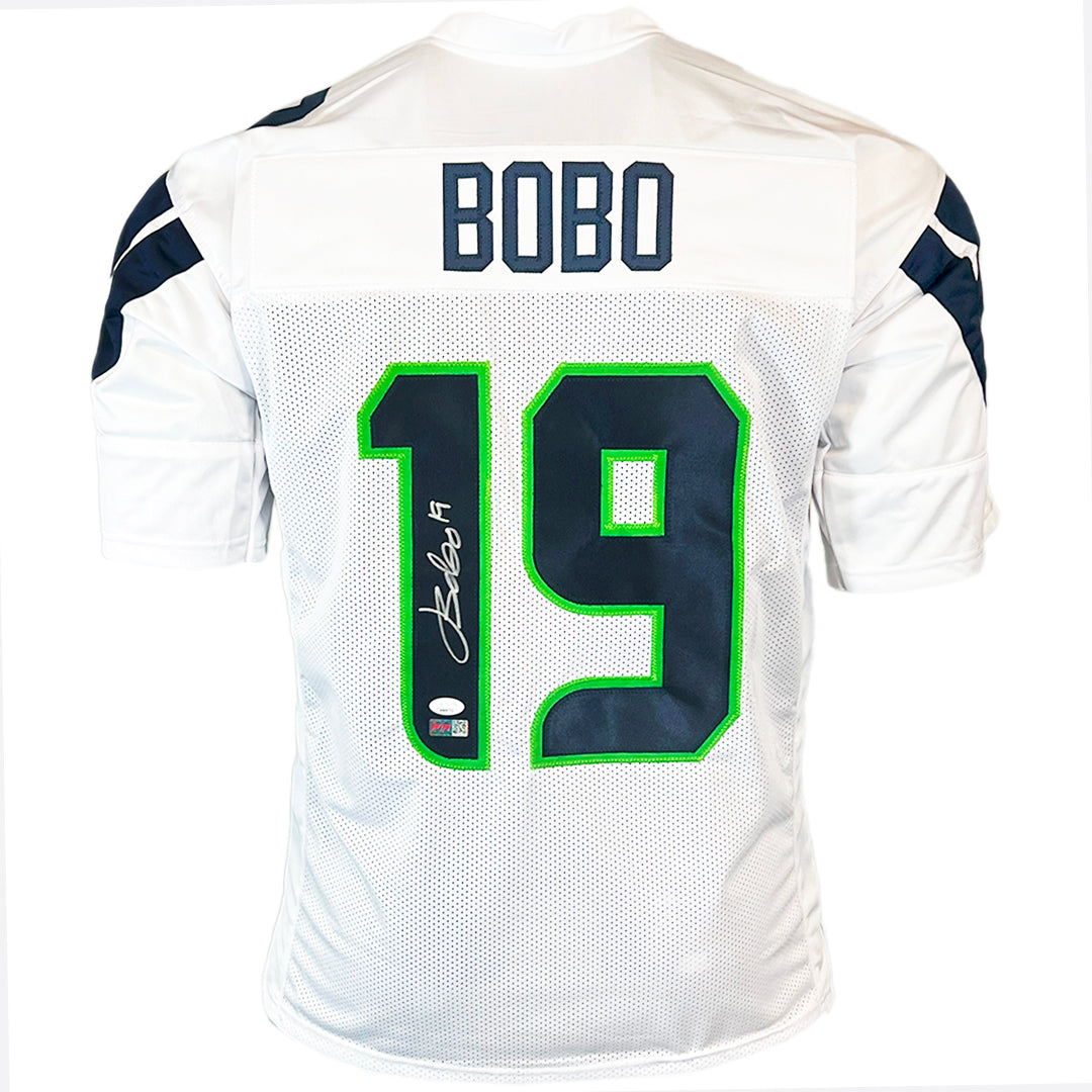 Jake Bobo Signed Seattle White Football Jersey (JSA) — RSA