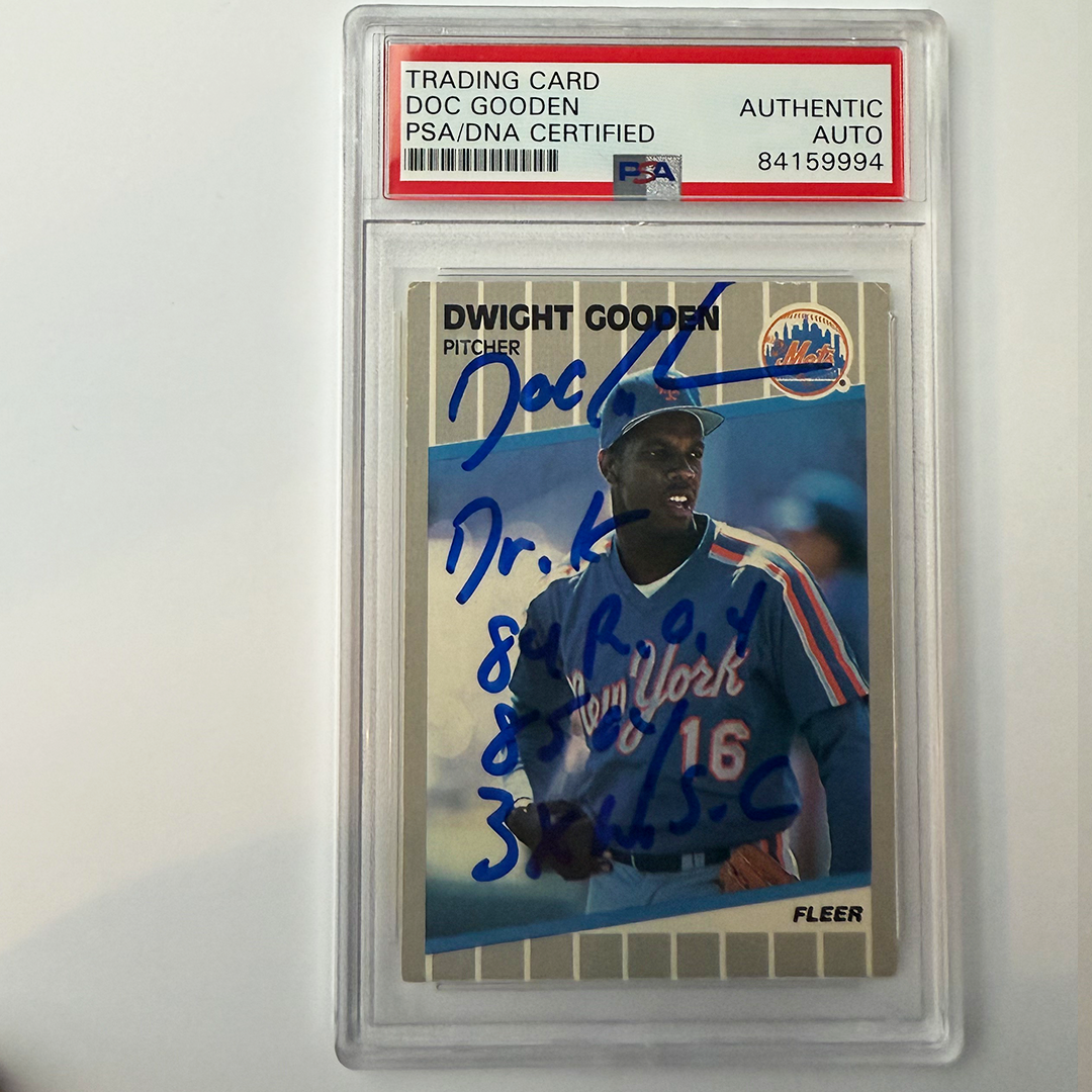 Dwight Gooden Signed 1989 Fleer #36 w/4 Inscriptions PSA Auto Authenti ...