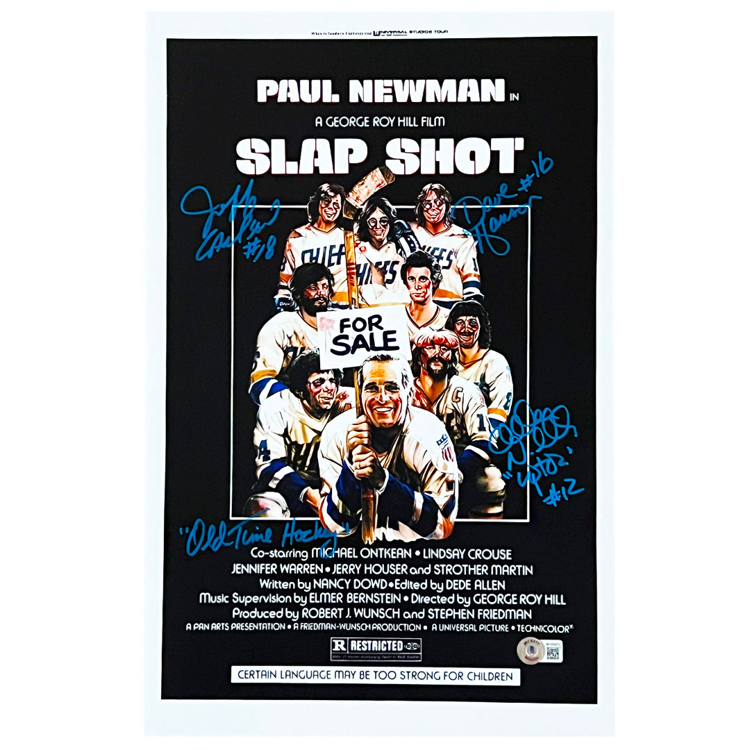 Hanson Brothers - Alan Nichols, Dave Hanson, Jeff Carlson Signed Old T ...