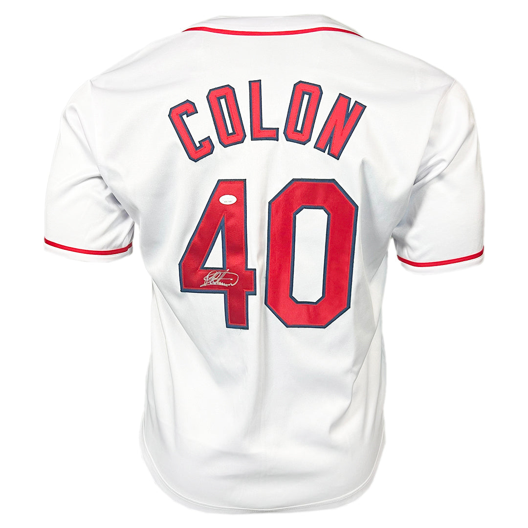 Bartolo Colon Signed Cleveland White Baseball Jersey (JSA) — RSA