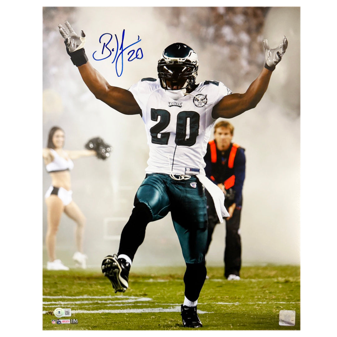 Brian Dawkins Signed Philadelphia Eagles Smoke Entrance Football 16x20 ...