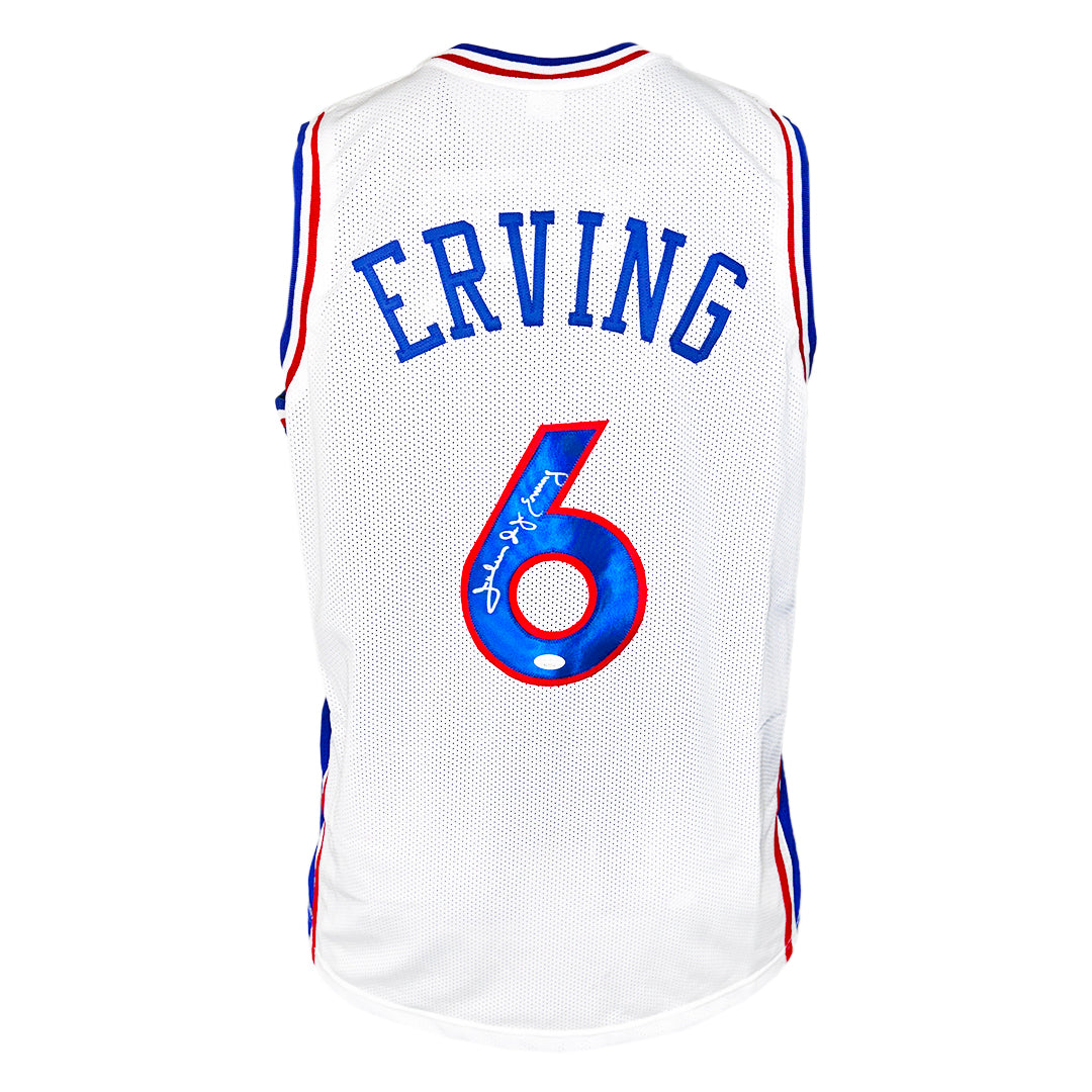 Julius Erving Signed Philadelphia White Basketball Jersey (JSA) — RSA