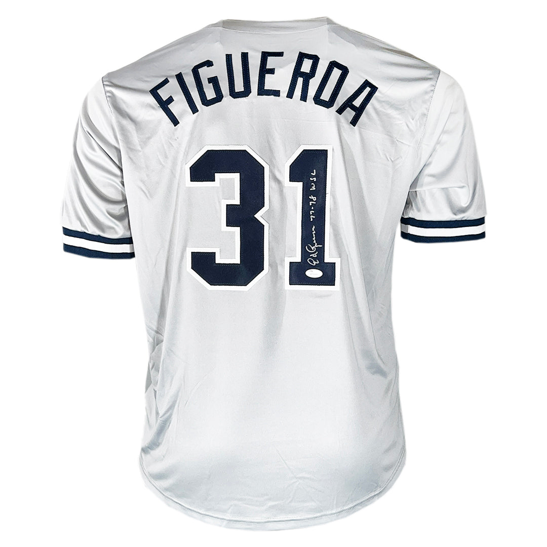 Ed Figueroa Signed 77-78 WSC Inscription New York Grey Baseball Jersey — RSA