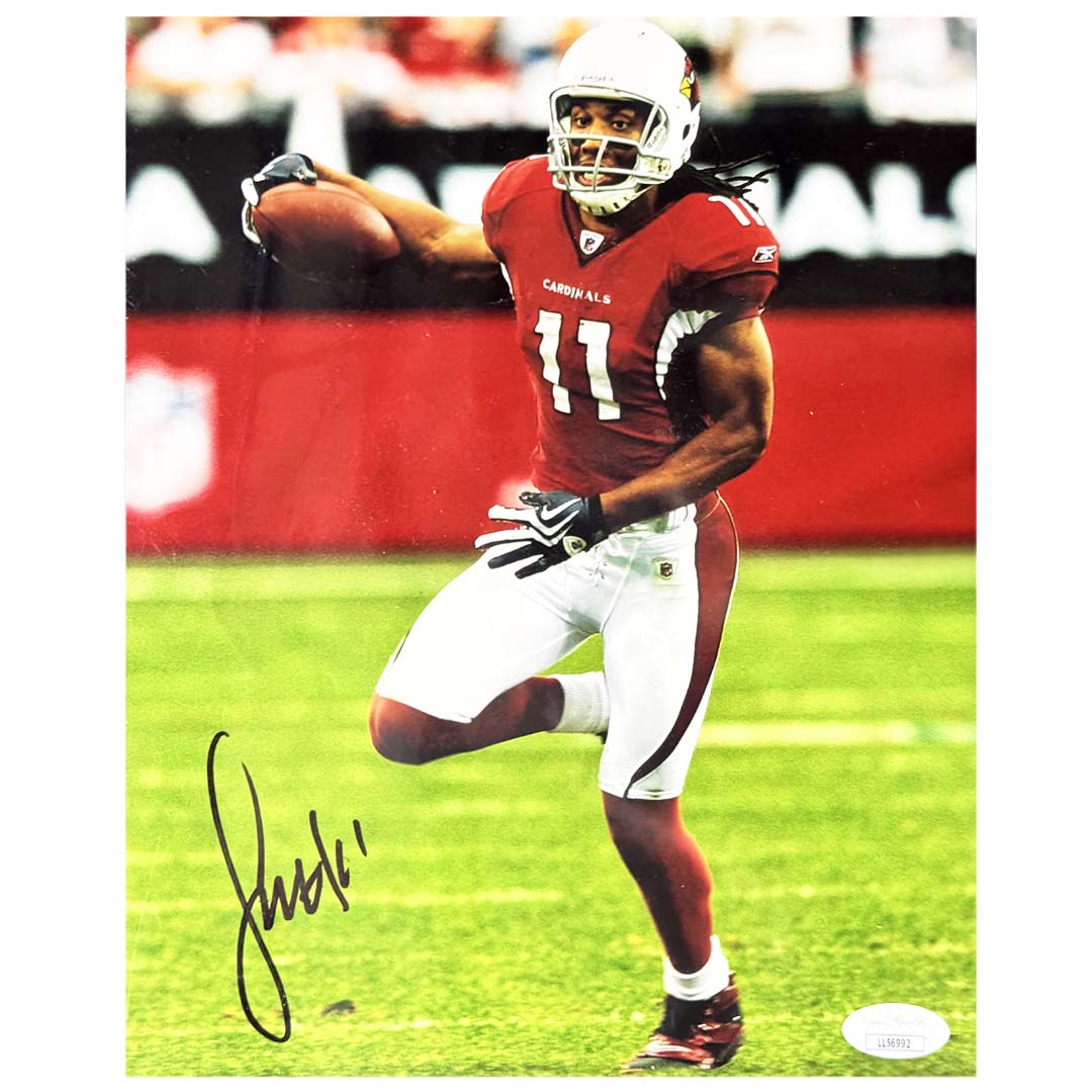 Larry Fitzgerald Signed Arizona Pose 1 Football 8x10 Photo (JSA) — RSA