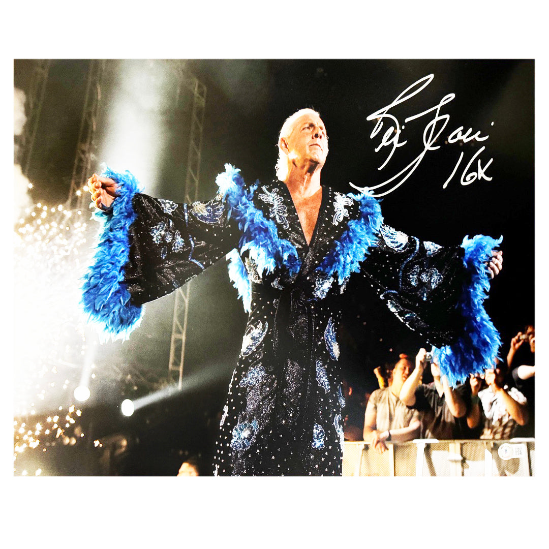 Ric Flair Signed 16X Blue Robe Wrestling 16x20 Photo (Beckett) — RSA