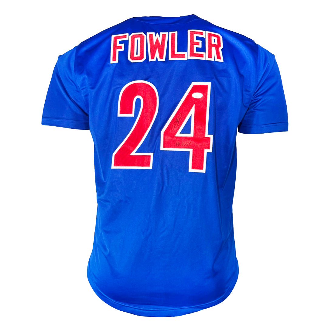 Dexter Fowler Signed 16 WSC Inscription Chicago Blue Baseball Jersey ...