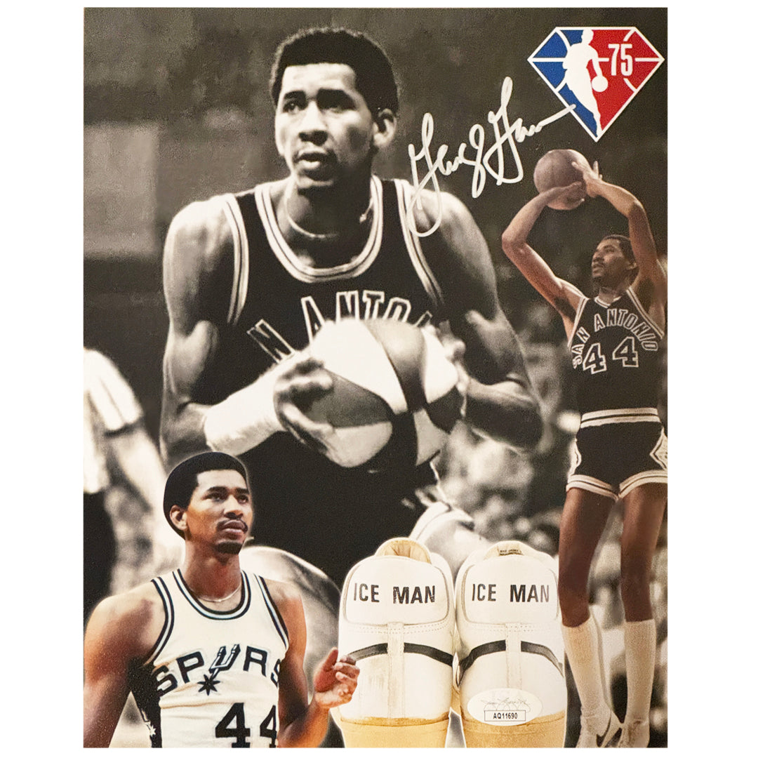 George Gervin Signed San Antonio Pose 1 Basketball 8x10 Photo (JSA) — RSA