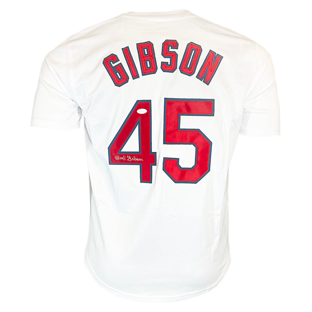 Bob Gibson Signed St. Louis White Button Up Baseball Jersey (JSA) — RSA