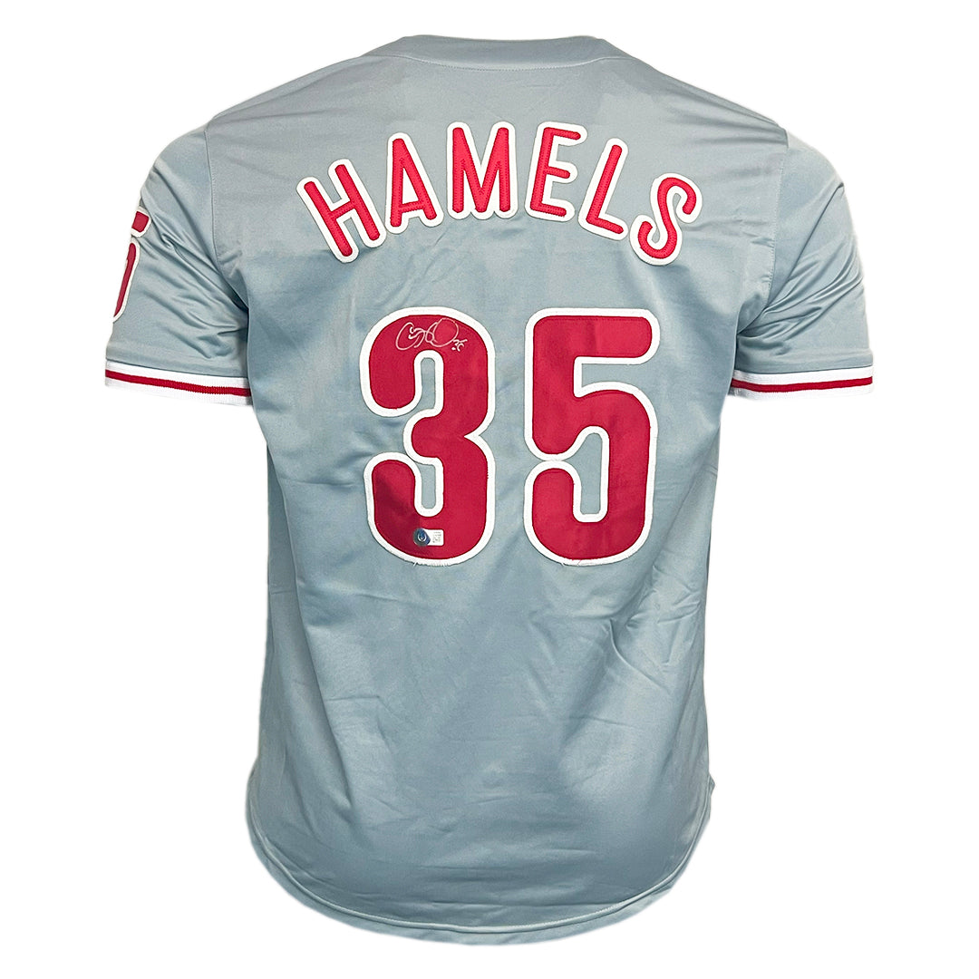 Cole Hamels Signed Philadelphia Grey Baseball Jersey (Beckett) — RSA