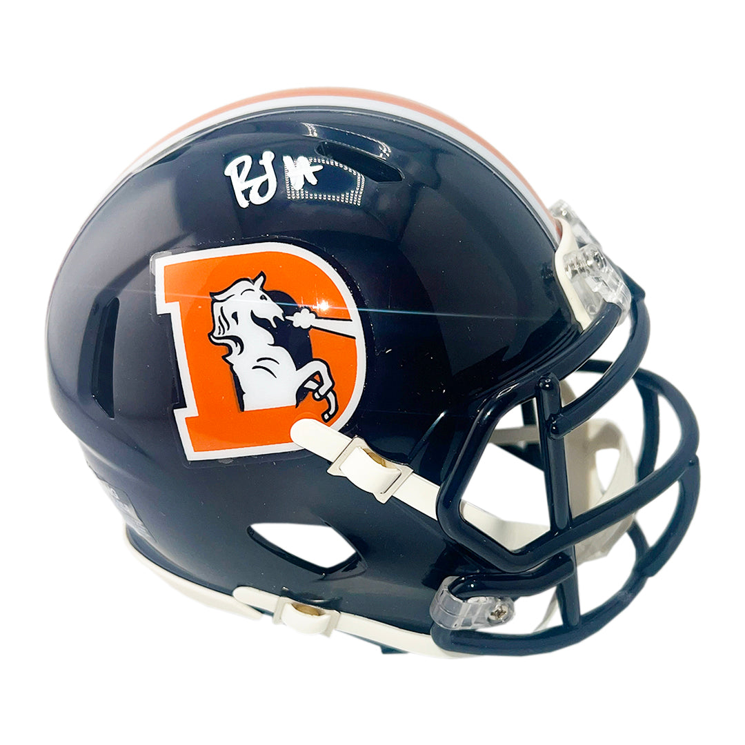 RJ Harvey Signed Denver Broncos Color Rush Speed Mini Football Helmet — RSA