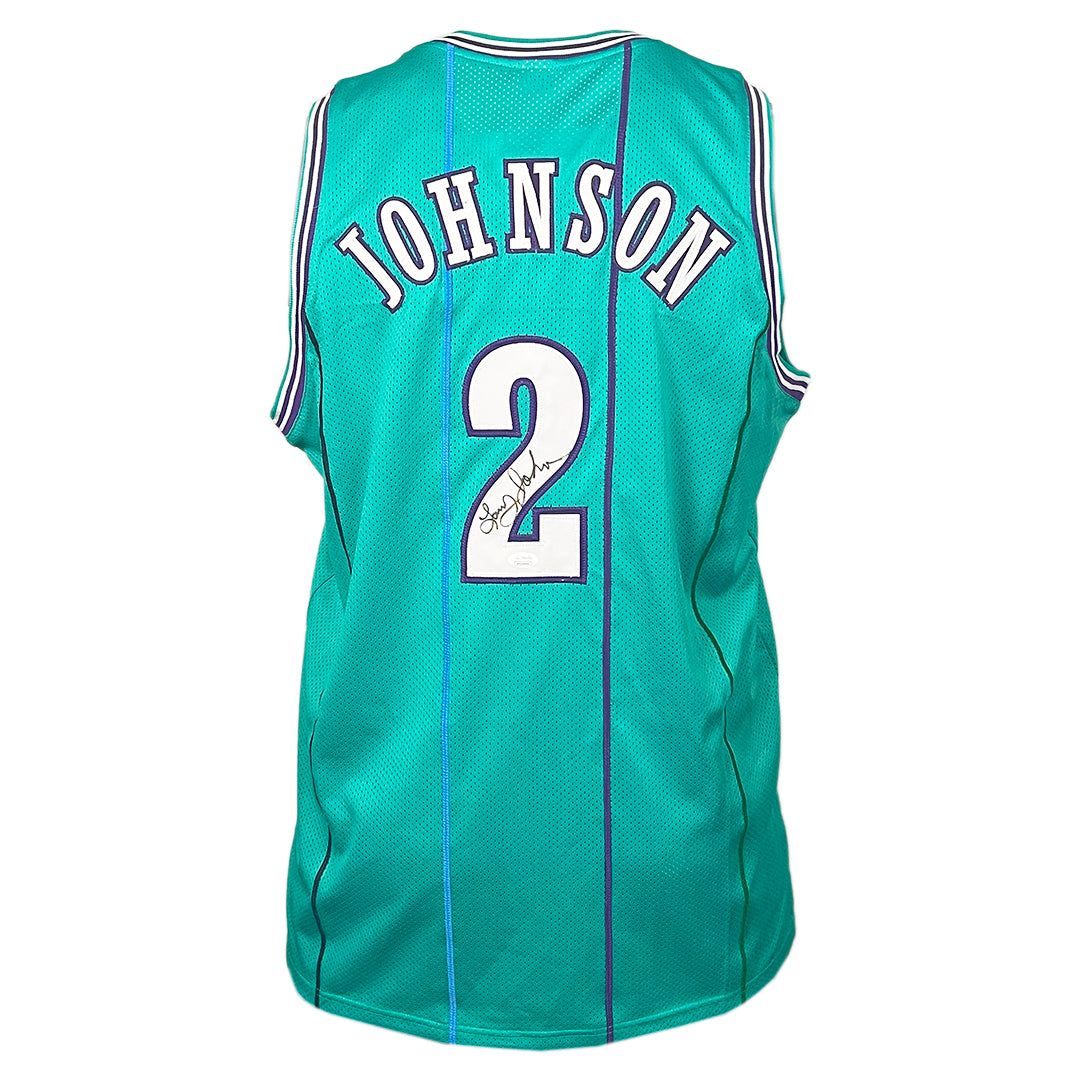 Larry Johnson Signed Charlotte Teal Basketball Jersey (PSA) — RSA