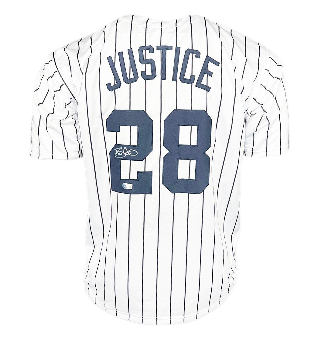 David Justice Signed New York Pinstripe Baseball Jersey (Beckett) — RSA