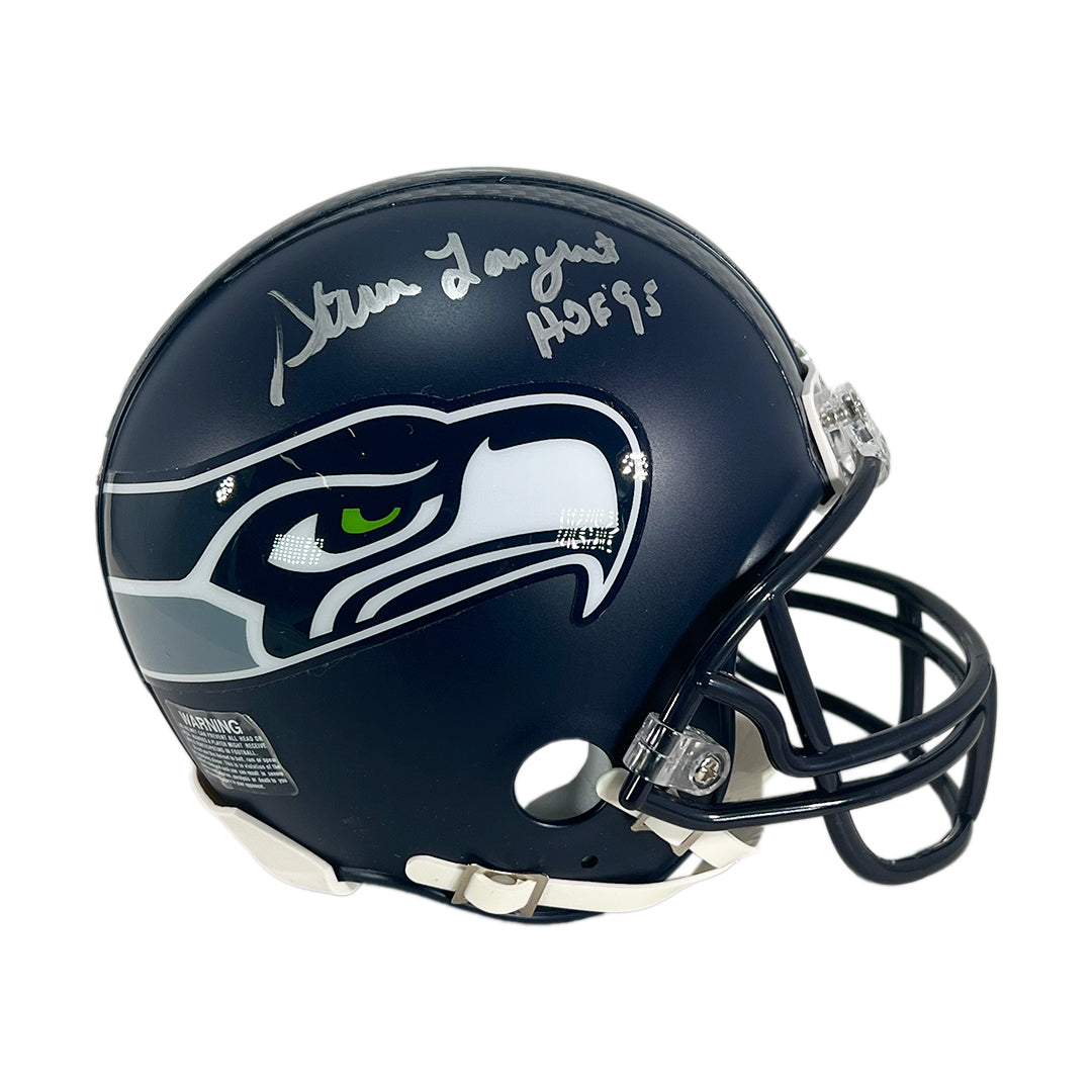 Steve Largent Signed HOF 95 Inscription Seattle Seahawks Mini Football ...