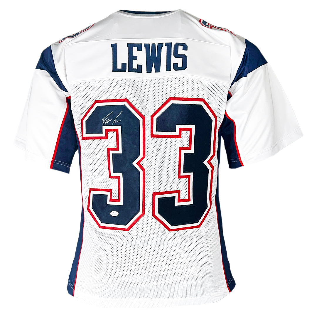 Dion Lewis Signed New England White Football Jersey (JSA) — RSA