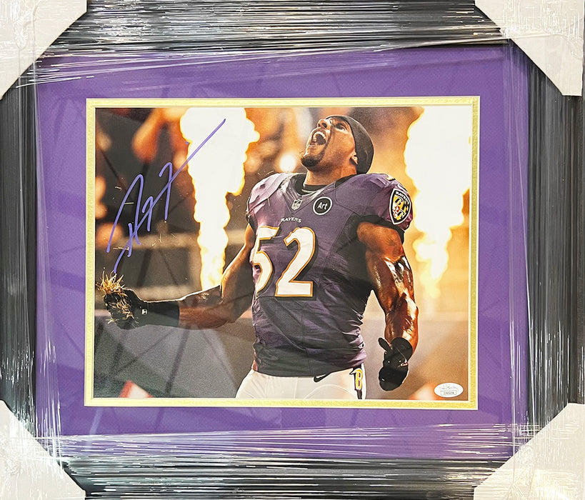 Ray Lewis Signed Baltimore Flames Framed 11x14 Football Photo (JSA) — RSA