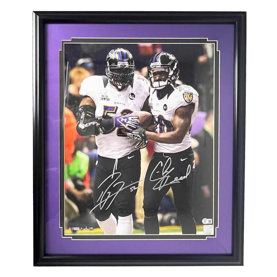 Ray Lewis & Ed Reed Signed Baltimore Ravens Pose 1 16x20 Framed Photo — RSA