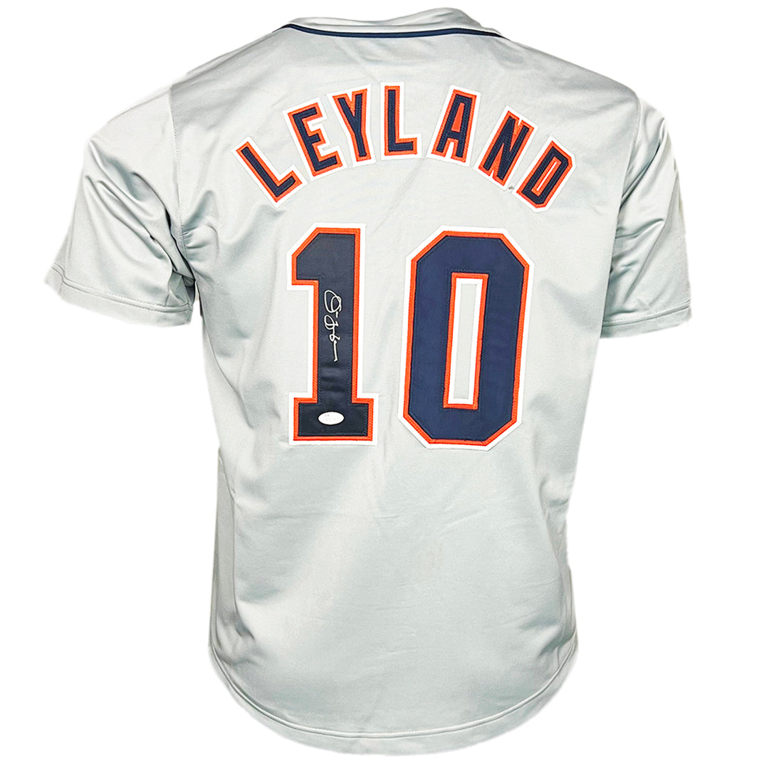 Jim Leyland Signed Detroit Grey Button Up Baseball Jersey (JSA) — RSA