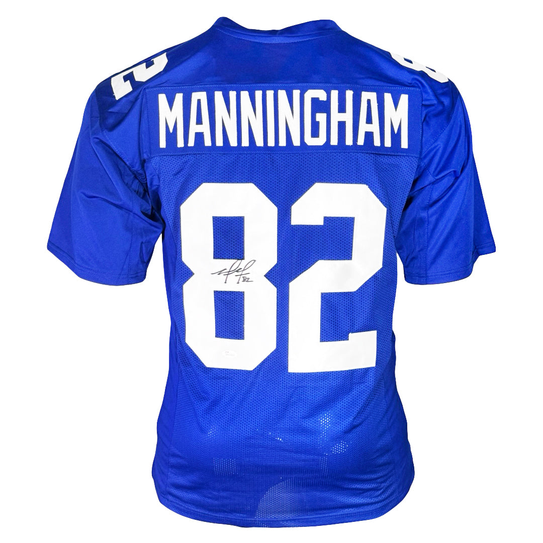 Mario Manningham Signed New York Blue Football Jersey (JSA) — RSA