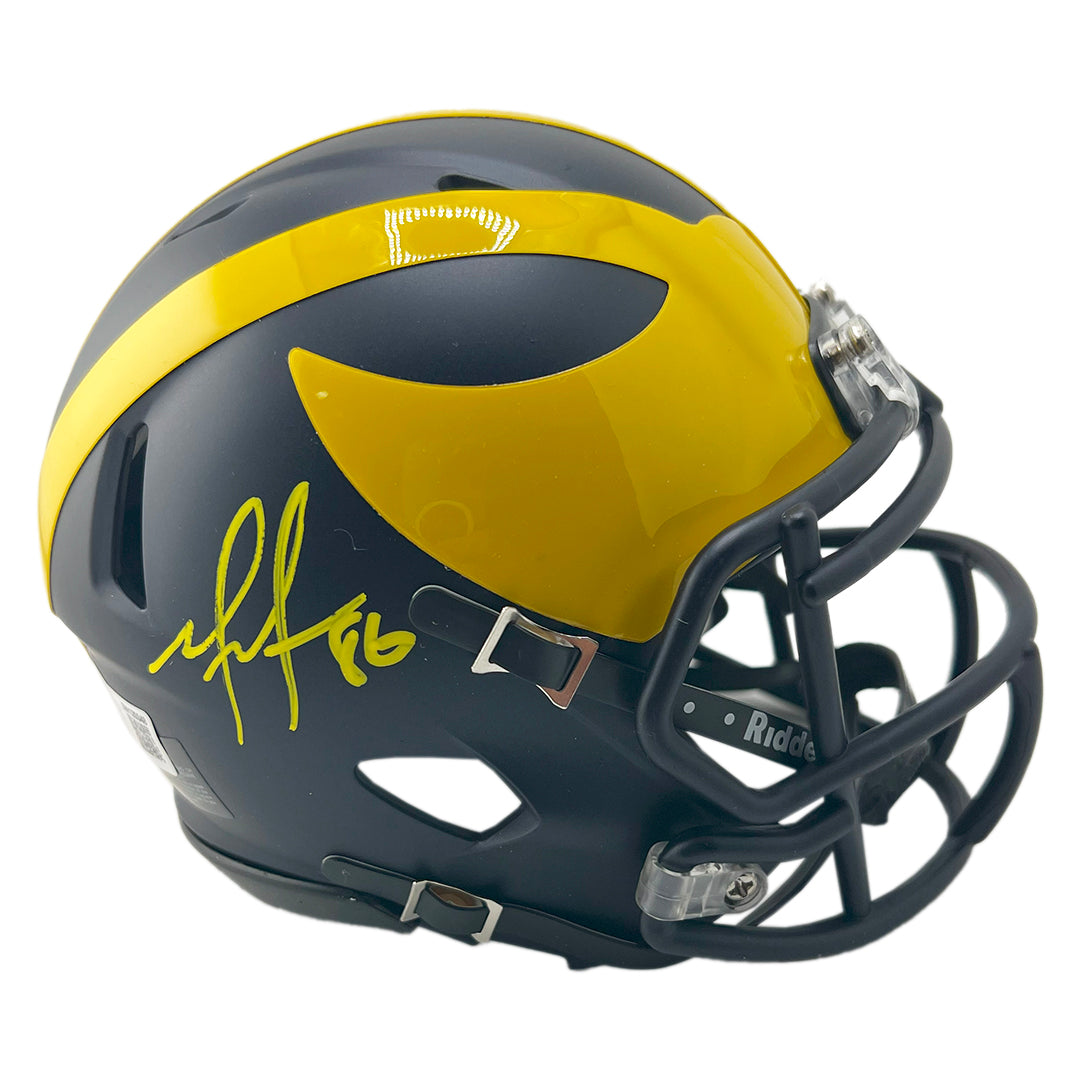 Mario Manningham Signed Yellow Ink Inscription Michigan Wolverines Spe ...