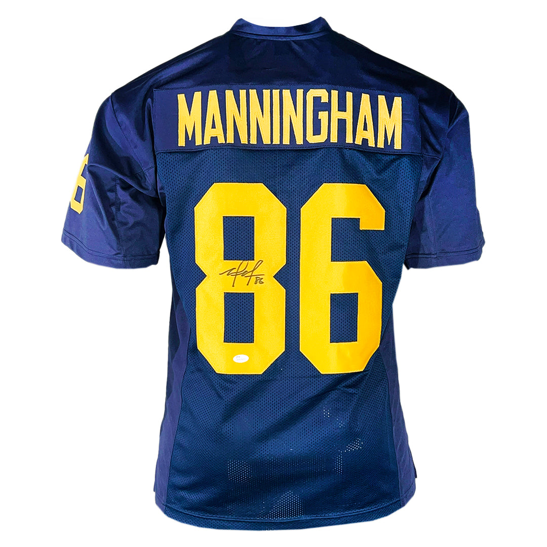 Mario Manningham Signed Michigan Navy College Football Jersey (JSA) — RSA