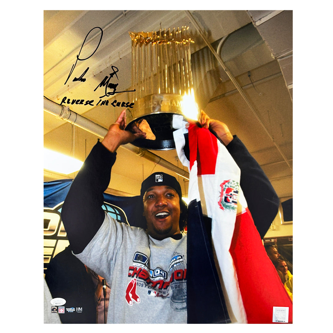 Pedro Martinez Signed Reverse the Curse Inscription Boston Baseball 16 ...