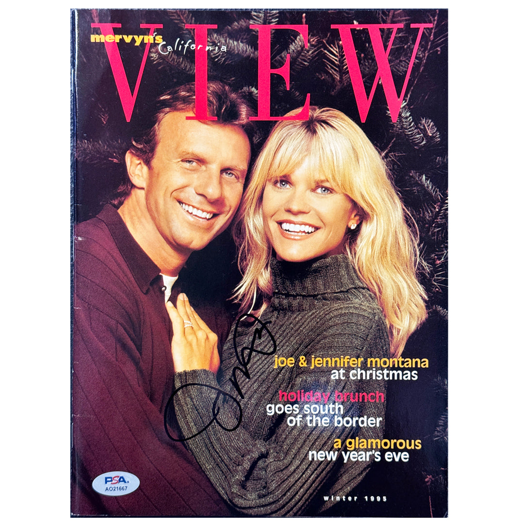 Joe Montana Signed 1995 Mervyn's California View Magazine (PSA) — RSA