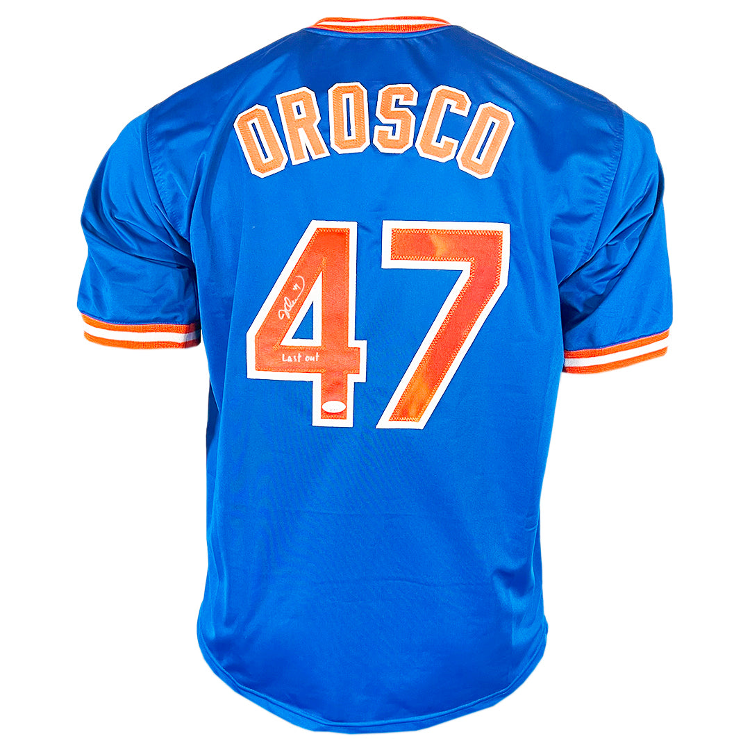 Jesse Orosco Signed Last Out Inscription New York Blue Baseball Jersey — RSA