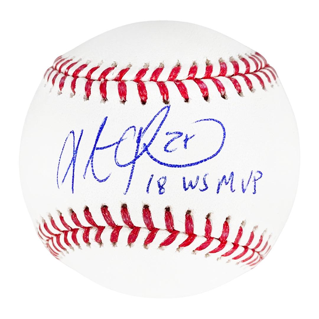 Steve Pearce Signed 18 World Series MVP Inscription Rawlings Official — RSA