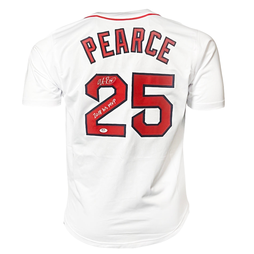 Steve Pearce Signed 2018 WS MVP Inscription Boston White Baseball Jers ...