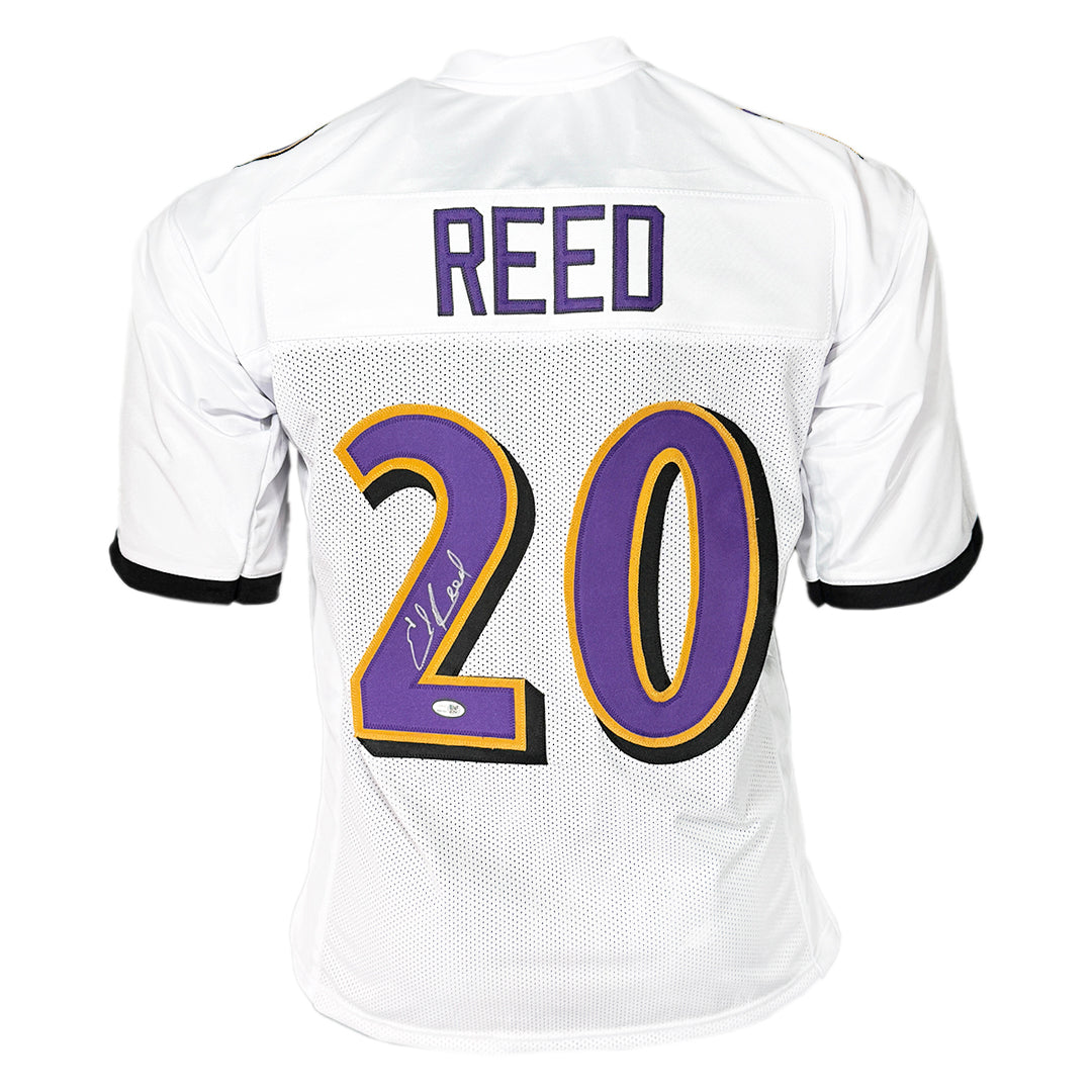 Ed Reed Signed Baltimore White Football Jersey (JSA) — RSA