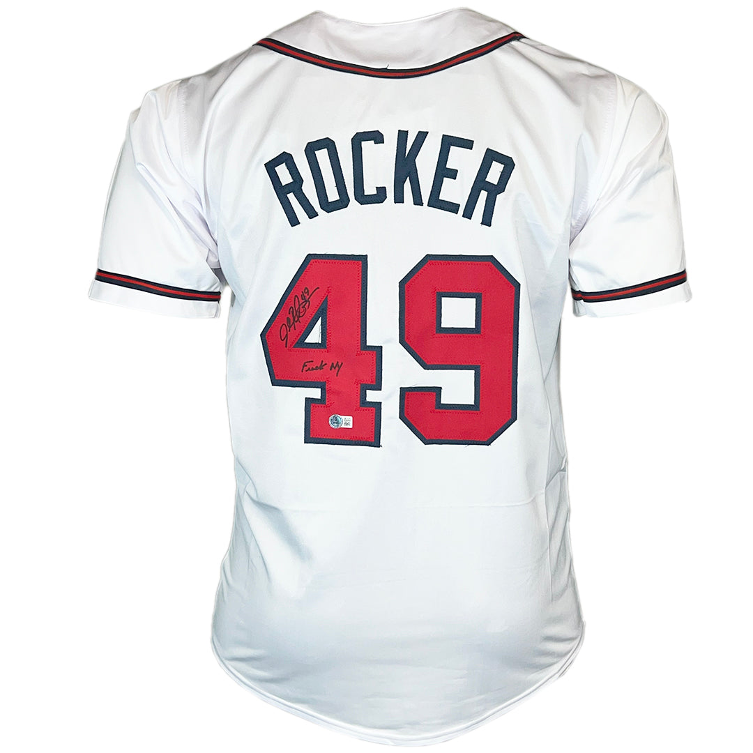 John Rocker Signed F*** NY Inscription Atlanta White Baseball Jersey ...
