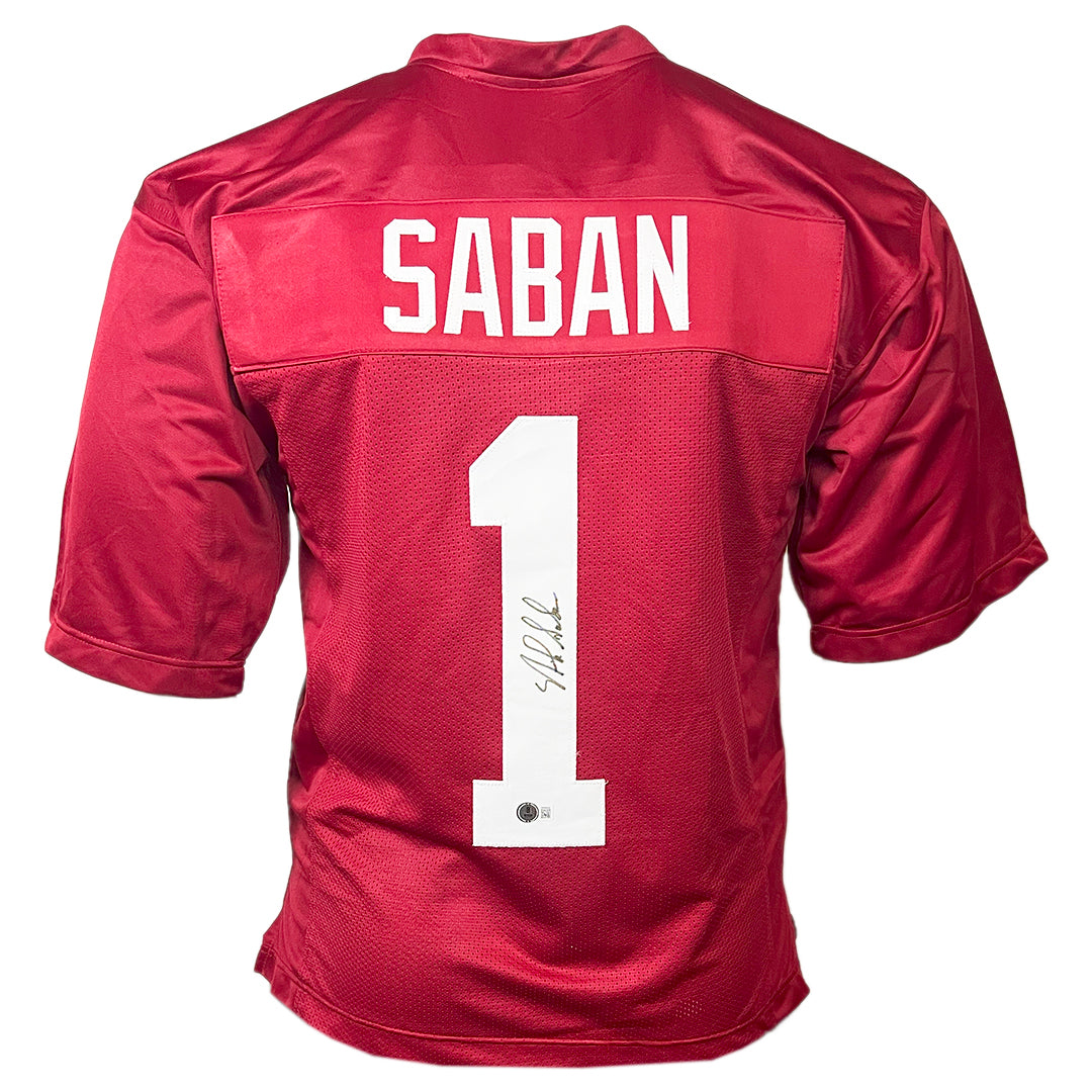 Nick Saban Signed Alabama College Crimson Red Football Jersey (Beckett ...