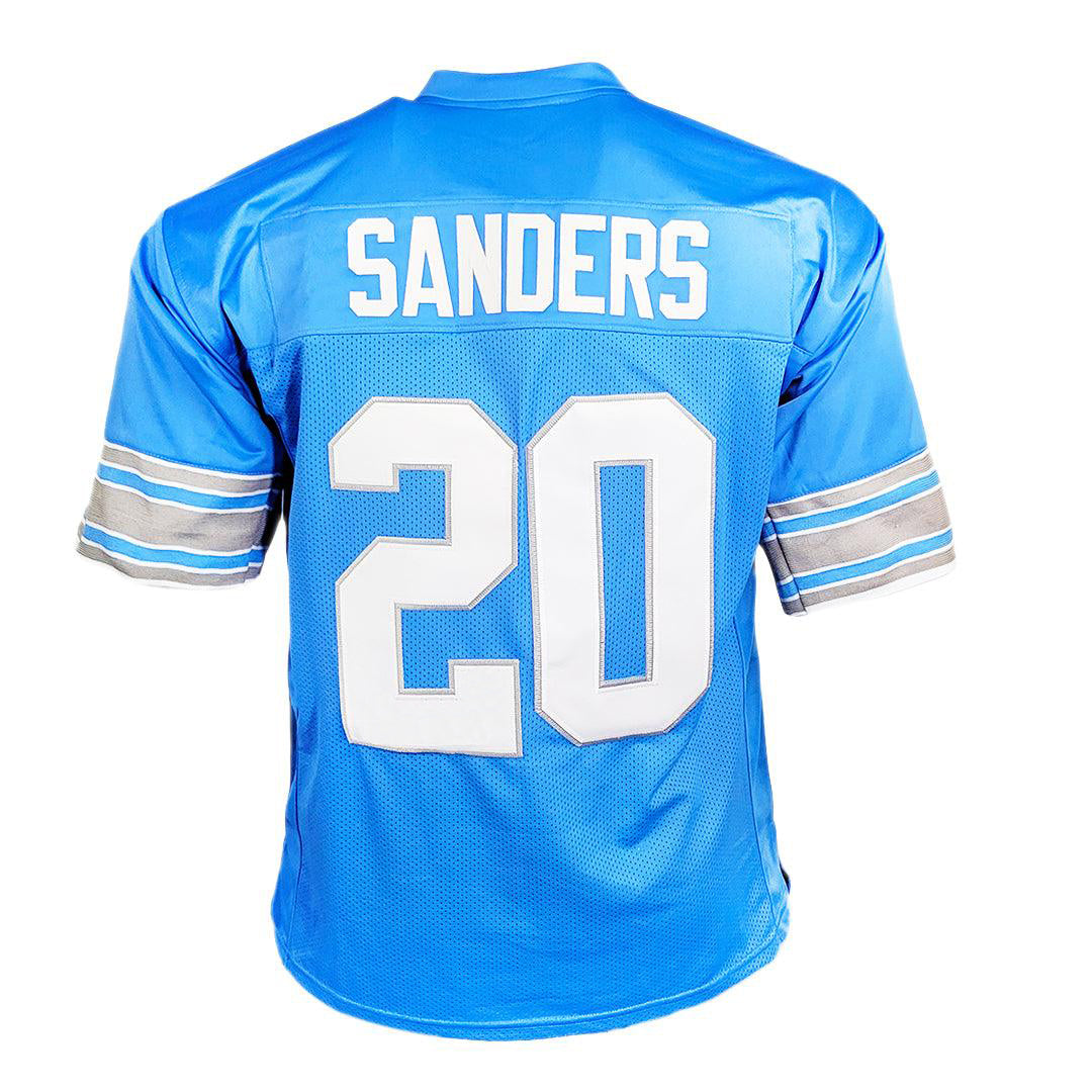 Barry Sanders Unsigned Detroit Light Blue Football Jersey — RSA